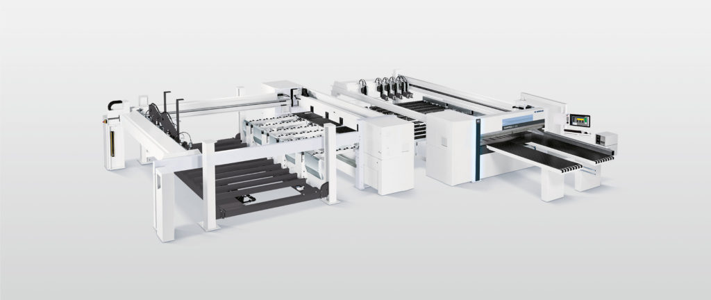 SAWTEQ B-400 opdeelzaag als hoekopstelling - OPTIMAT